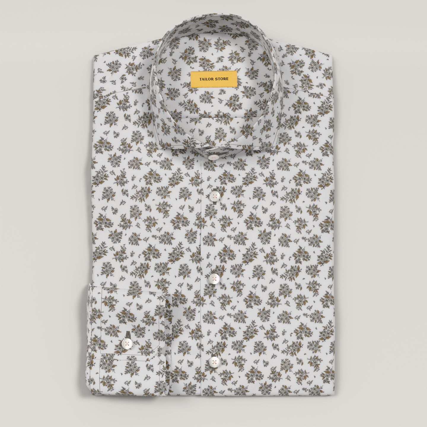 Brown floral sateen shirt | Tailor Store®