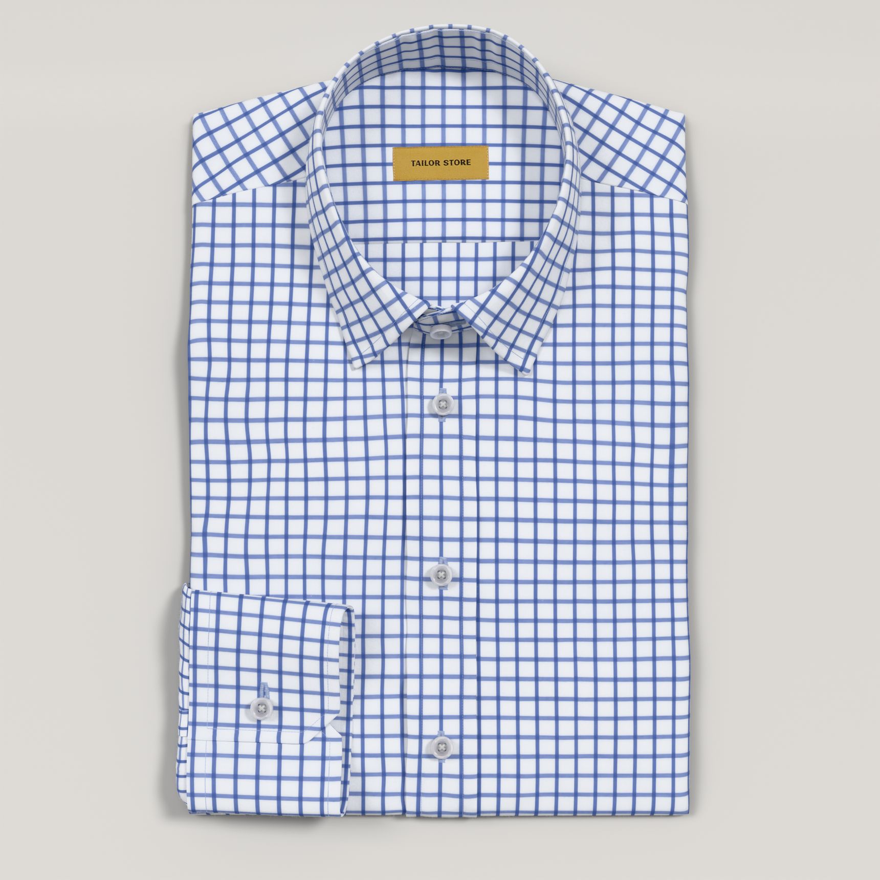 White and blue checkered dress shirt | Tailor Store®