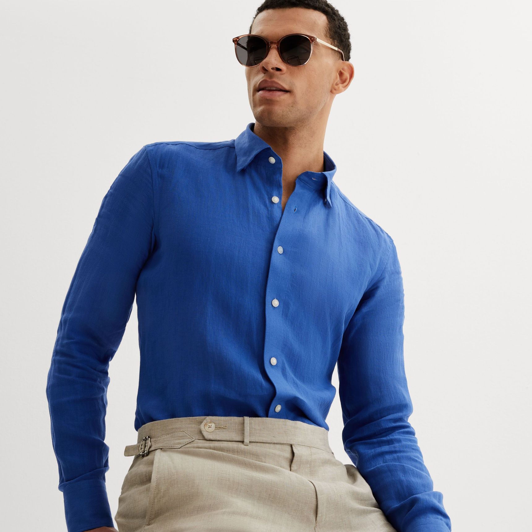Royal blue linen shirt | Tailor Store®