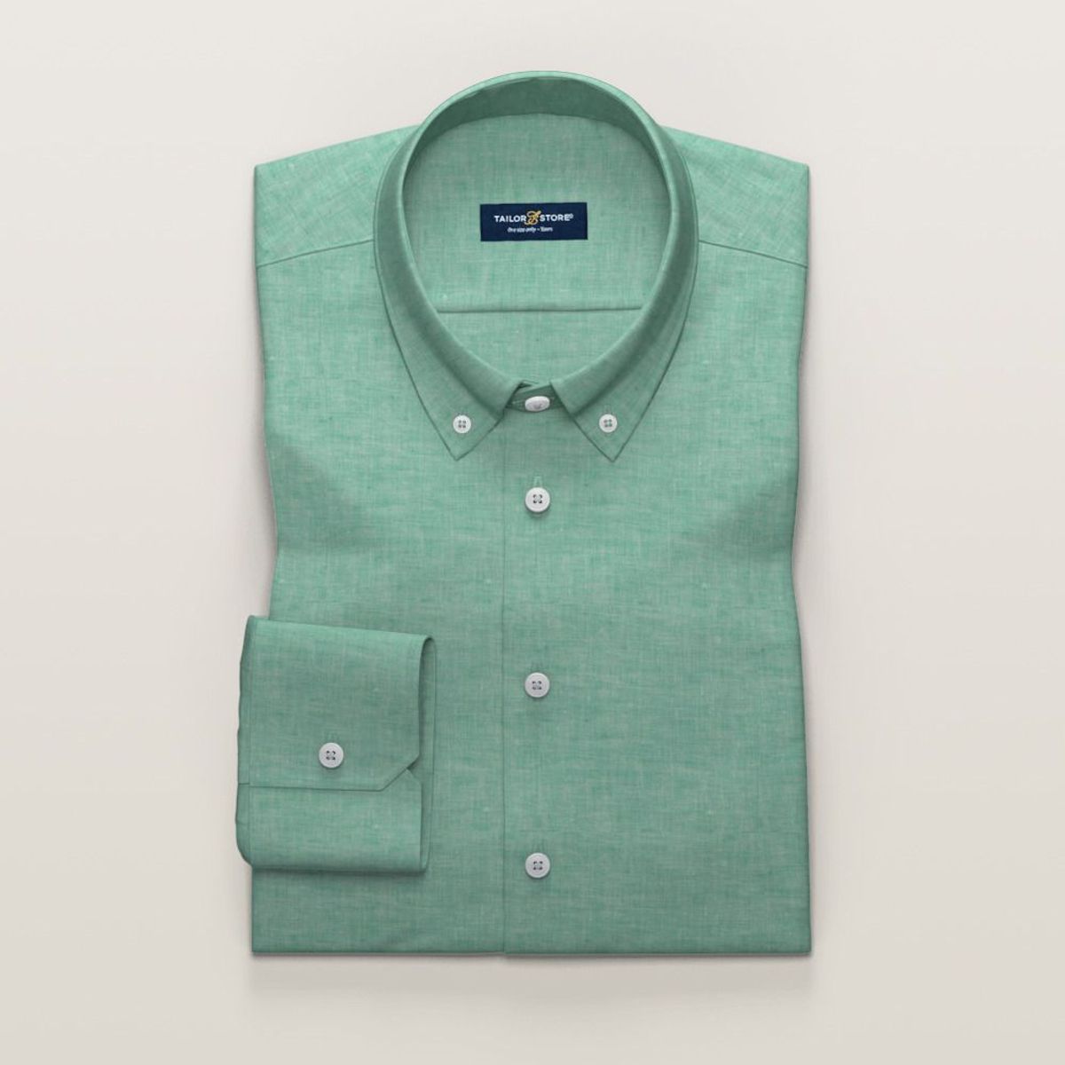 Green melange linen shirt | Tailor Store®