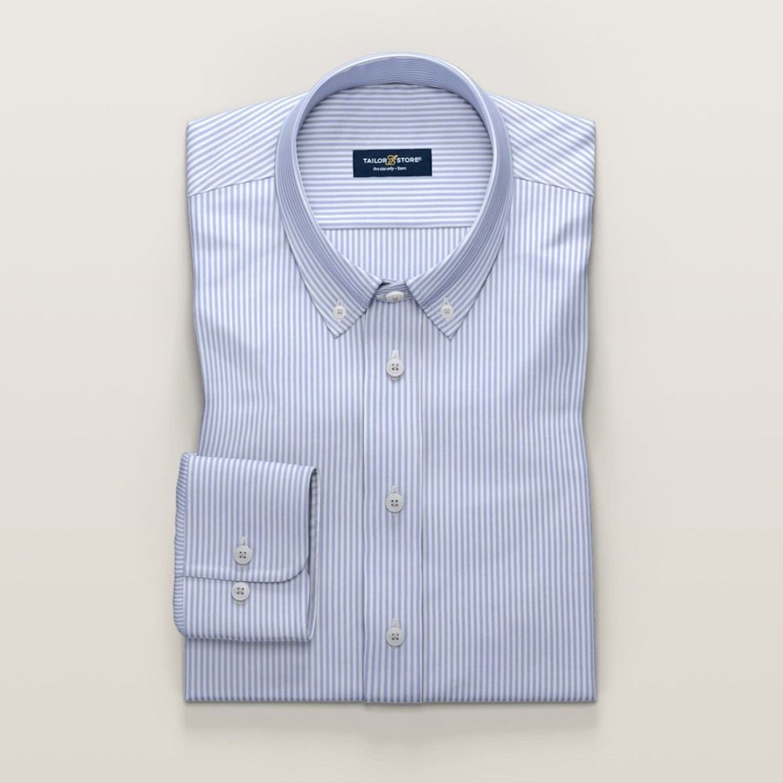 Mid blue striped oxford business shirt | Tailor Store®