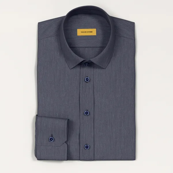 Men’s Custom Navy Herringbone Twill Shirt | Tailor Store®